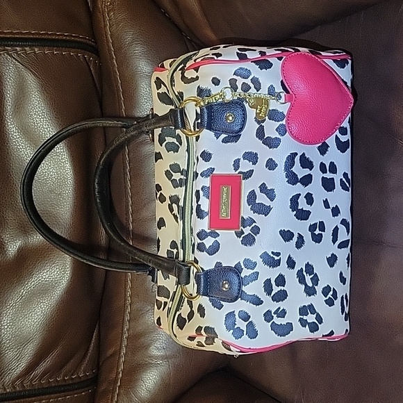 Betsey Johnson | Bags | Betsey Johnson Black Ivory Leather Animal Print ...
